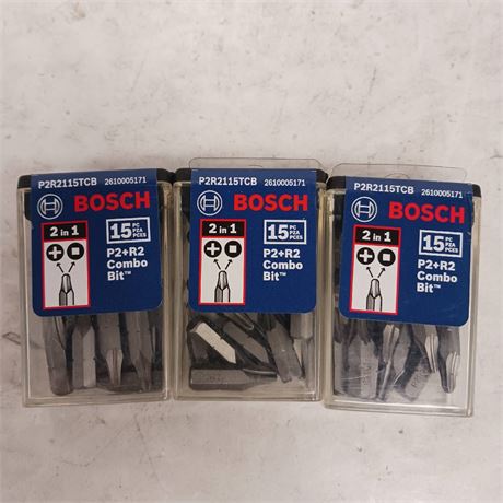 Events Viewbid - Lot of 3- Bosch 2in1 P2 & R2 Combo Bits, 45Pcs Total