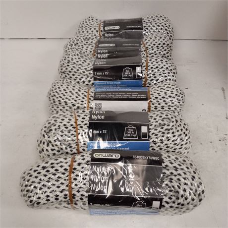 Events Viewbid - Lot of 6- Onward Nylon Diamond Braided Rope 7mm x 75 ...