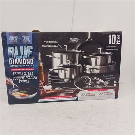 Events Viewbid - Blue Diamond Triple Steel Non-Stick Cookware Set, 10pcs
