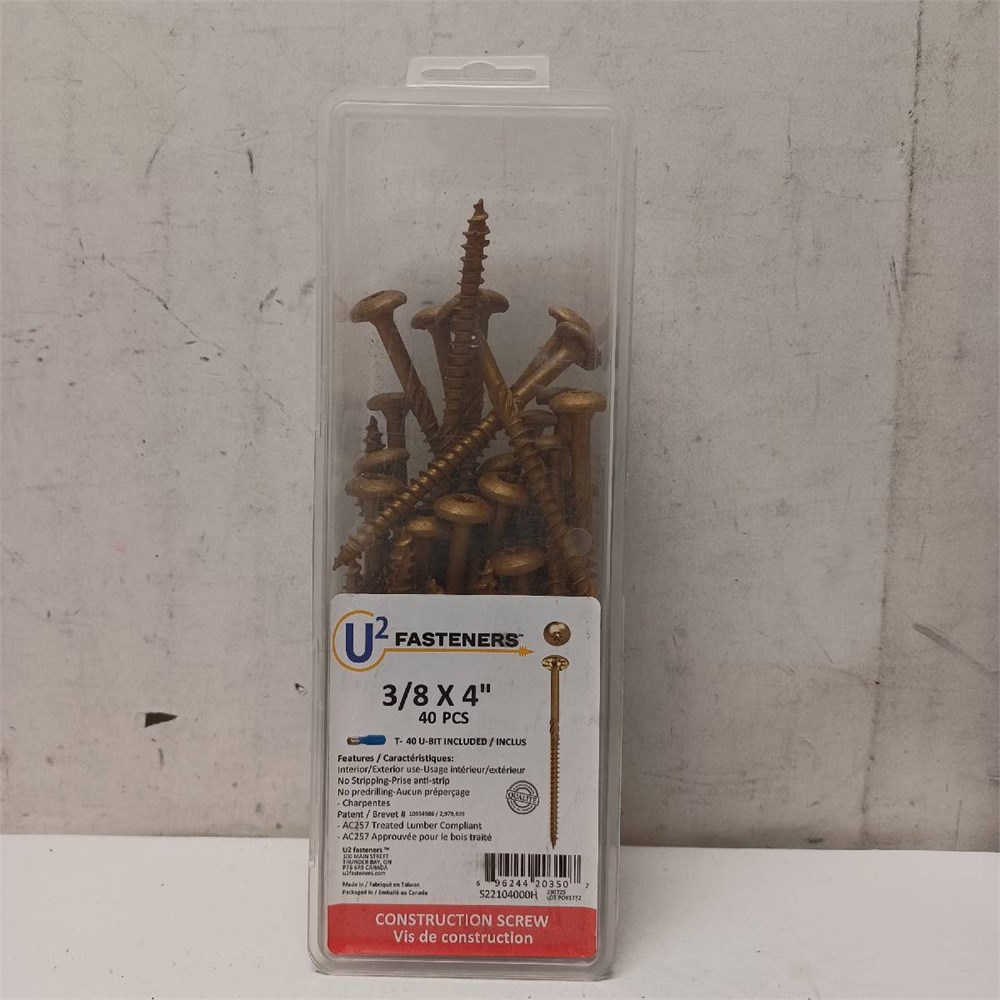 Events Viewbid - U2 Fasteners Construction Screws 3/8" x 4" , 40Pcs