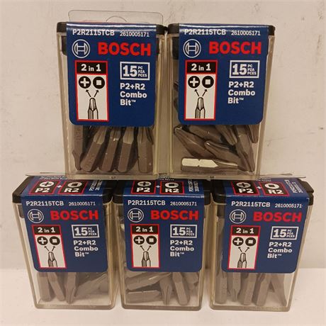 Events Viewbid - Lot of 5- Bosch 2in1 P2 & R2 Combo Bits 75pc total
