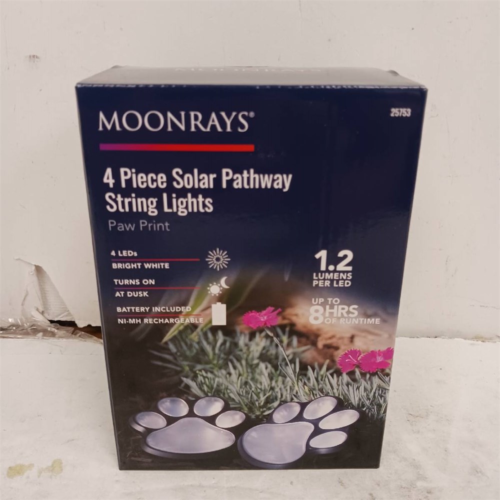 Events Viewbid - Moonrays 4 Piece Solar Pathway String Lights Paw Print