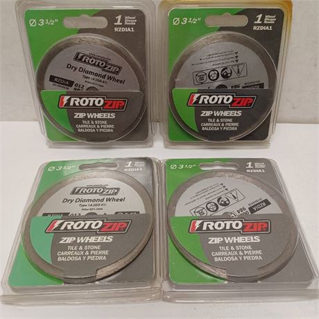 Events Viewbid - Lot of 4- Roto Zip Wheels Tile & Stone 3-1/2"
