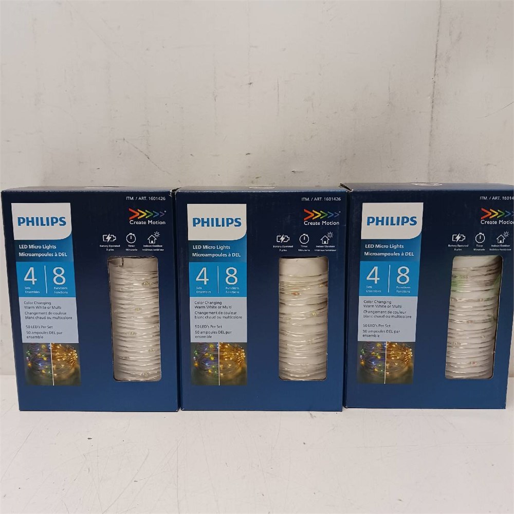 Events Viewbid - 3 Boxes of Philips LED Micro Lights, 12 Sets Total