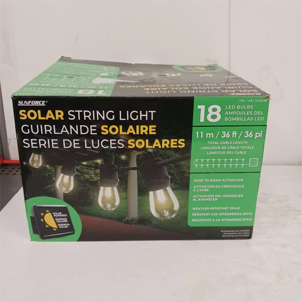 Events Viewbid - Sunforce Solar String Lights 18 LED Bulbs 36ft-SEE DESC