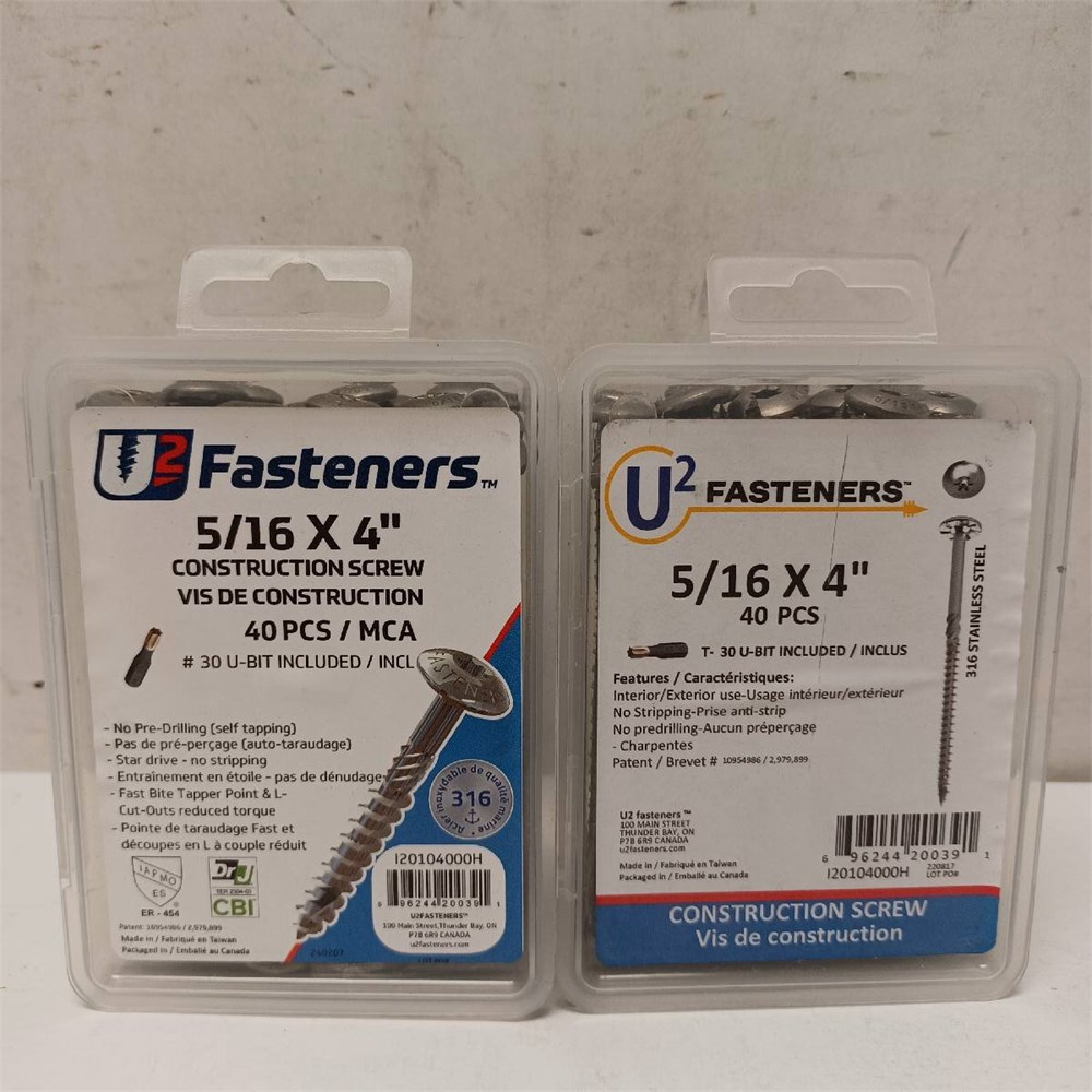 Events Viewbid - U2 Fasteners Stainless Steel Construction Screws 5/16 ...