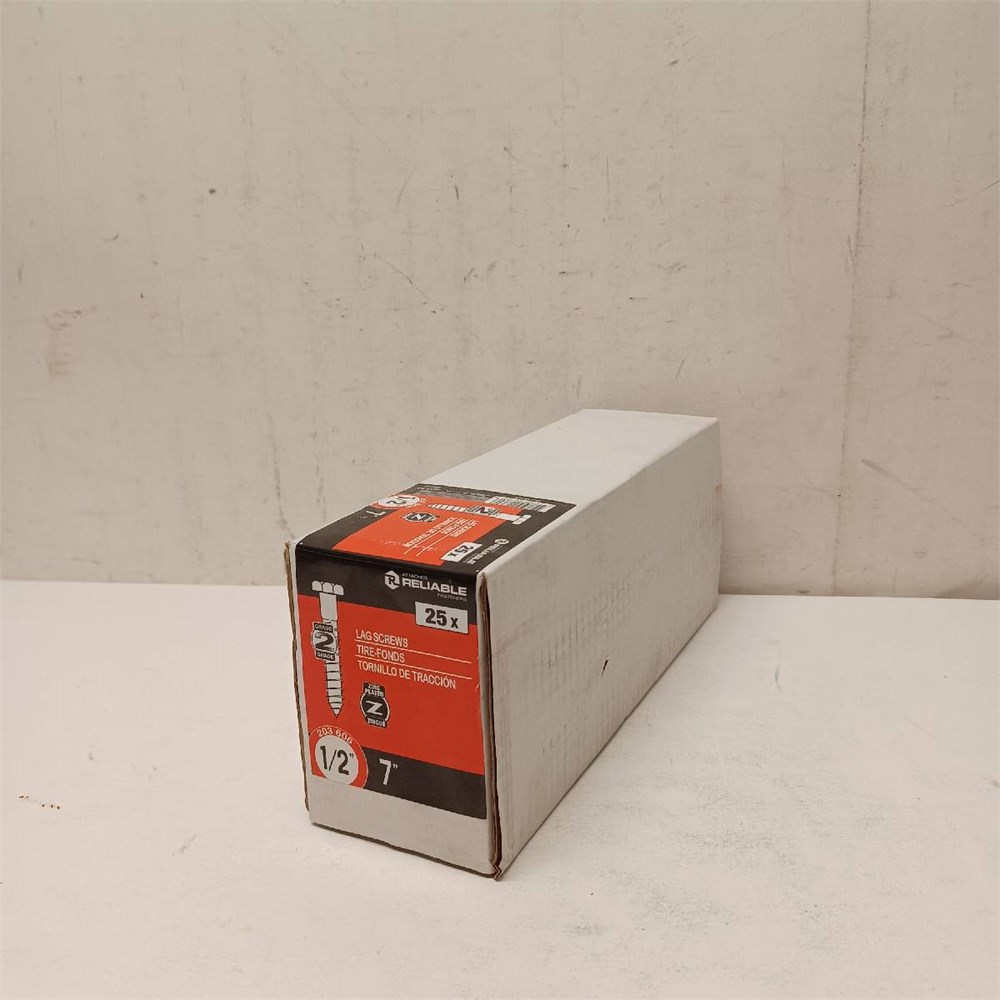 Events Viewbid - Box of Reliable Lag Screws 1/2" x 7" , 25 Pcs