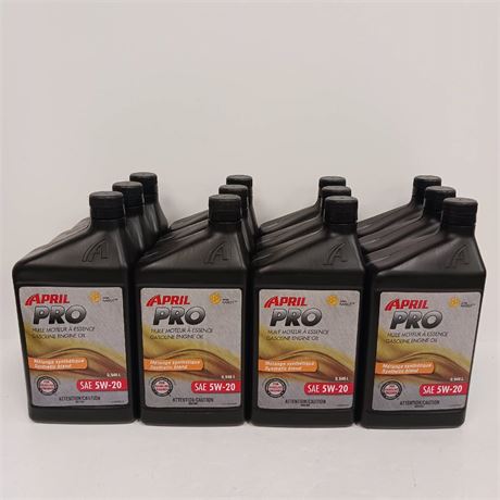 Events Viewbid - Lot of 12- April Pro Gas Engine Oil SAE 5W-20 ...