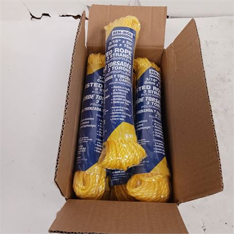 Events Viewbid - Lot of 6- Ben-Mor Twisted Rope 3/16" x 50' each 132lbs ...