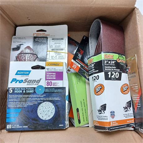 Events Viewbid - Box Lot of Various Size Sanding Belts