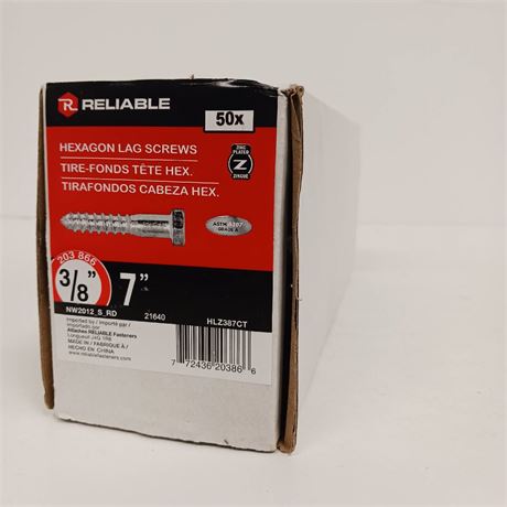 Events Viewbid - Box of Reliable Lag Screws 3/8" x 7", 50Pcs